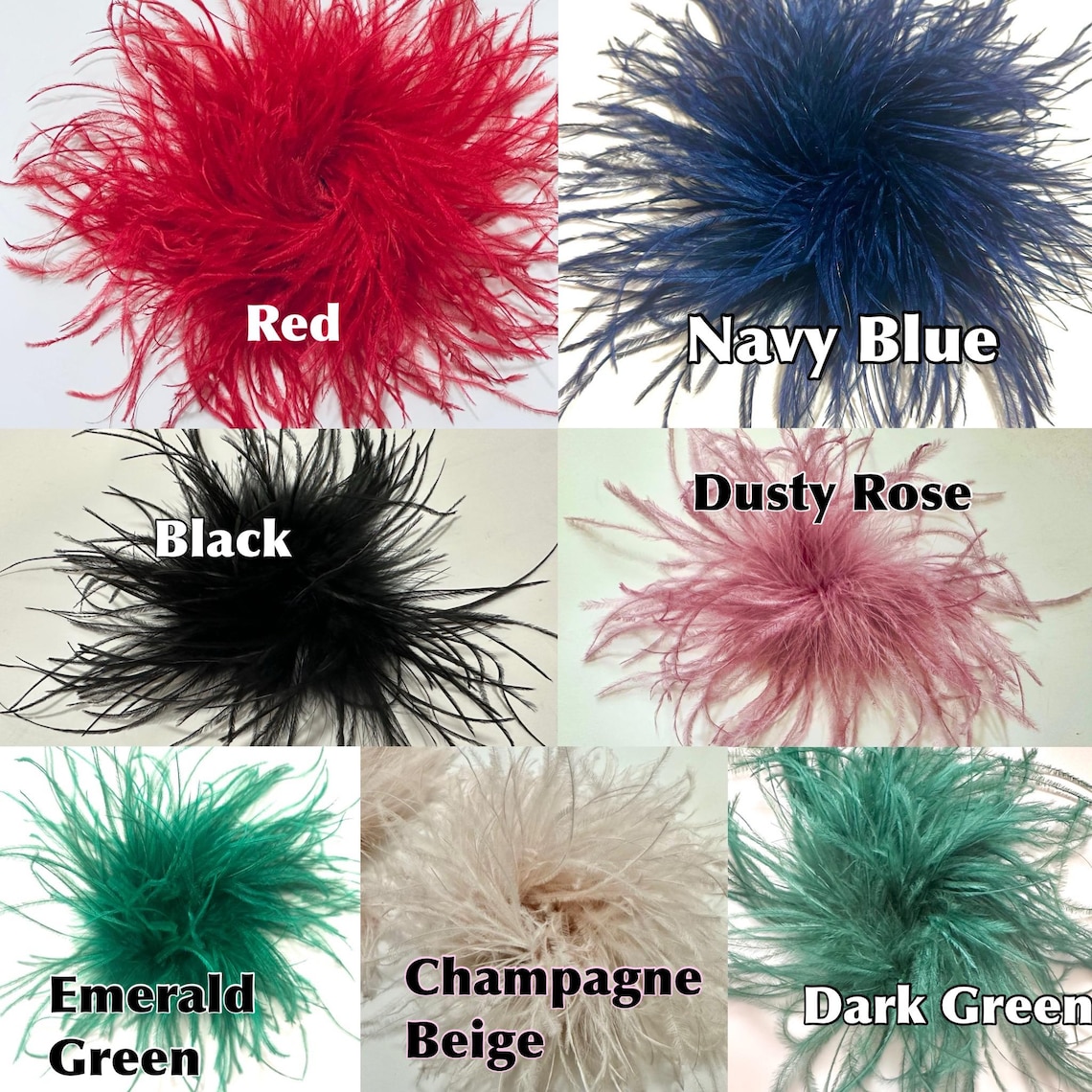 Ostrich Feather Brooch Pin, Feather Shoe Clips, Navy, Pink, Beige ...