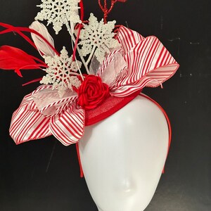 Christmas Headband, Snowflake Christmas Headband Red White Feather ...