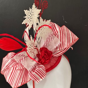 Christmas Headband, Snowflake Christmas Headband Red White Feather ...