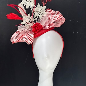 Christmas Headband, Snowflake Christmas Headband Red White Feather ...