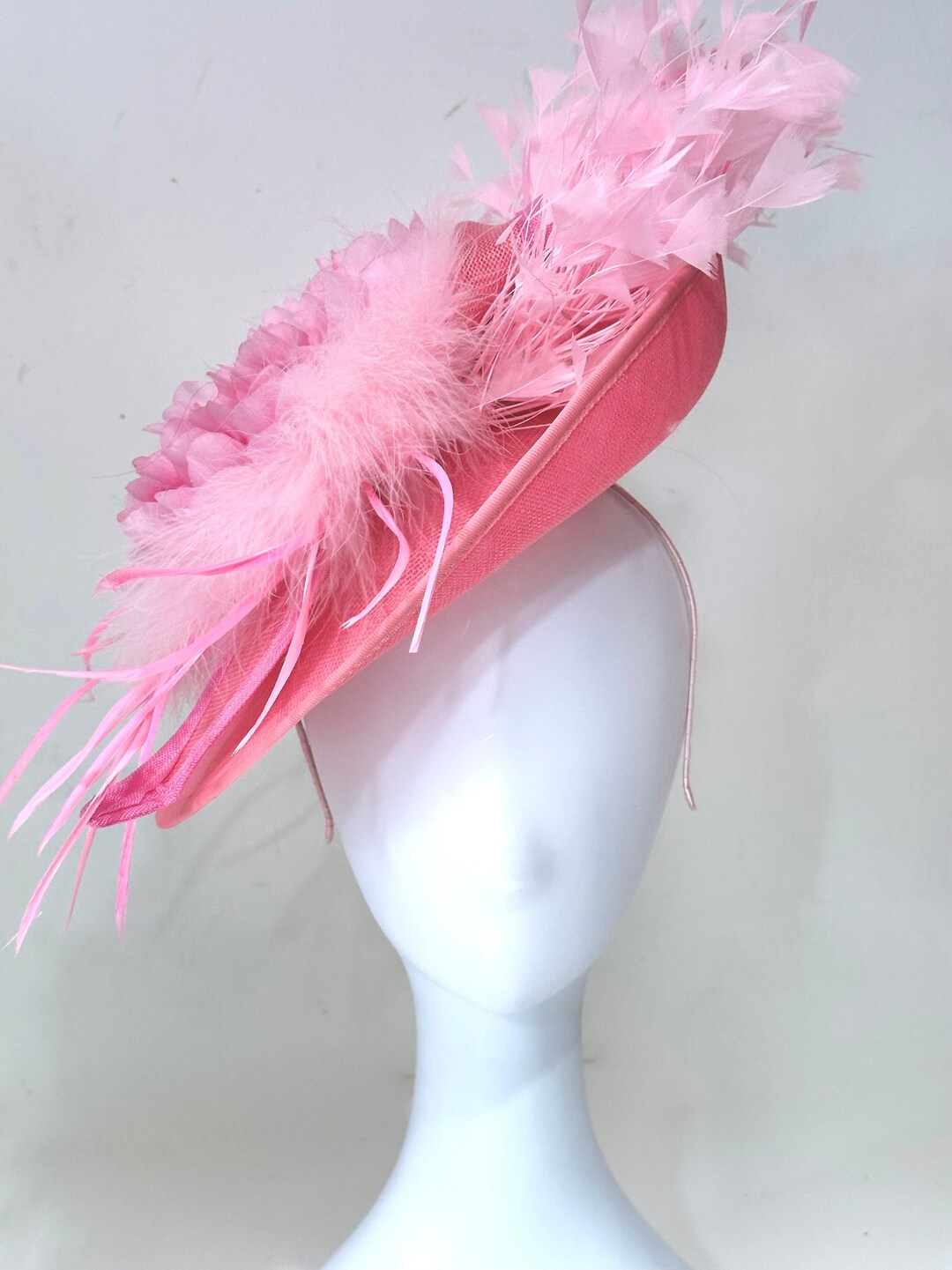 Pink Fascinator Hat, Church Wedding Hat, Derby Fascinator Hat, Pink Hot ...