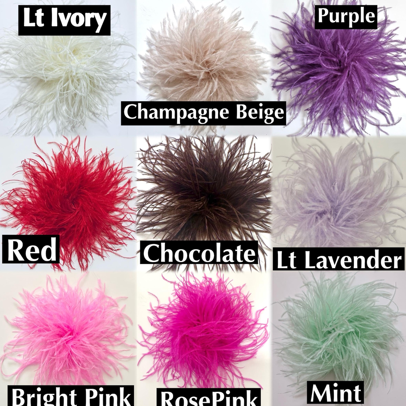 Ostrich Feather Brooch Pin, Feather Shoe Clips, Navy, Pink, Beige ...