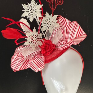 Christmas Headband, Snowflake Christmas Headband Red White Feather ...