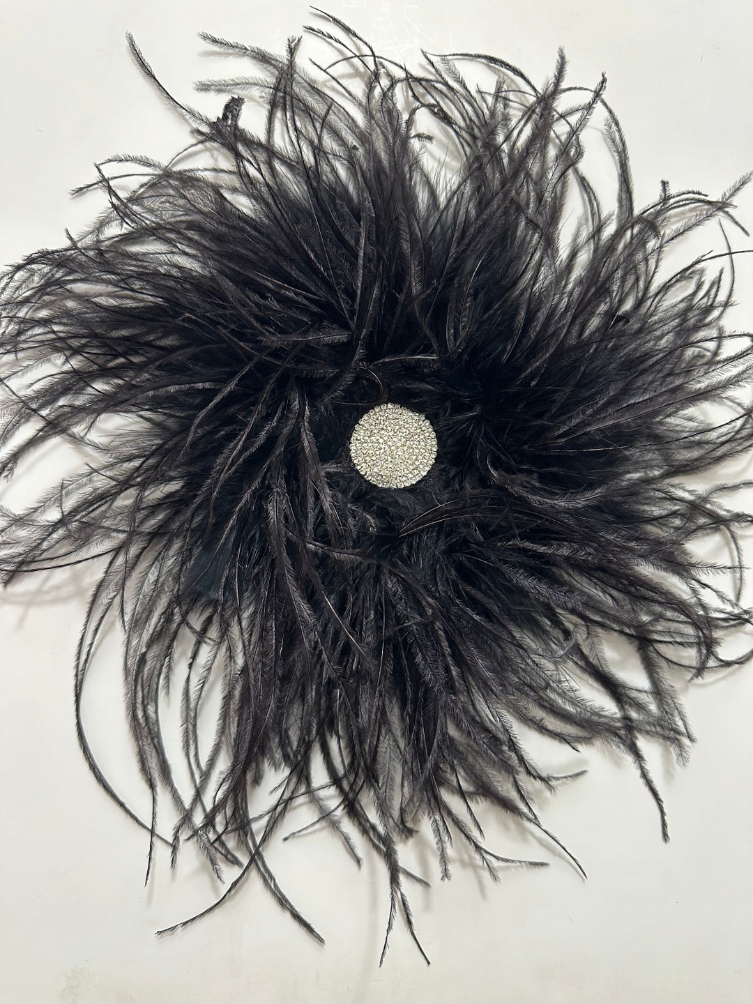 Black Feather Brooch Pin, Ostrich Feather Clip Brooch Pin, All Color ...