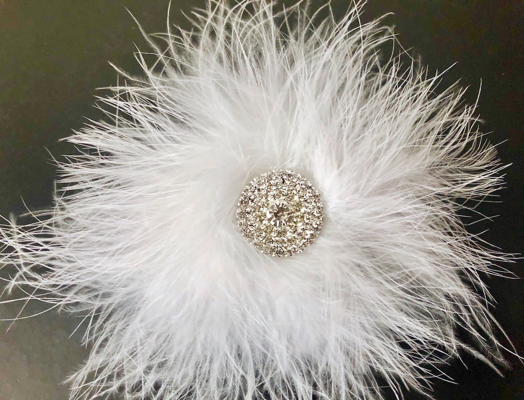 White Feather Hair Clip, Crystal Feather Hair Piece, Black Feather Clip ...