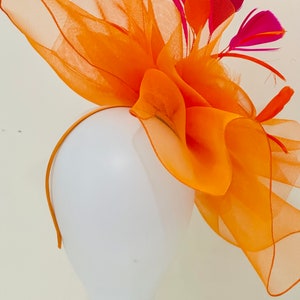 Pink Orange Derby Fascinator Hat, Big Sheer Derby Hat, Orange Pink ...