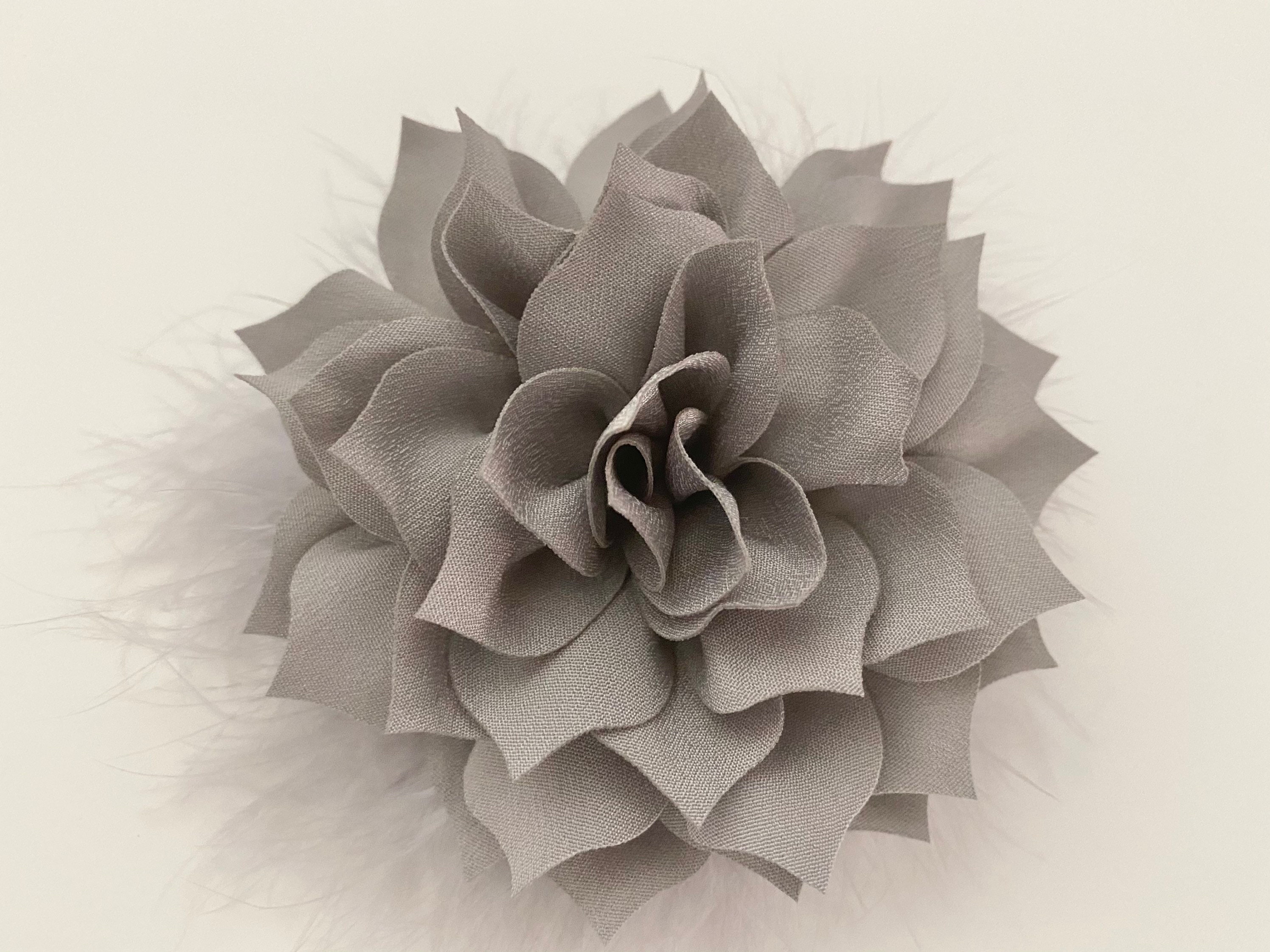 Silver Wedding Flower Clip, Christmas Hair Clip, Silver Feather Flower ...