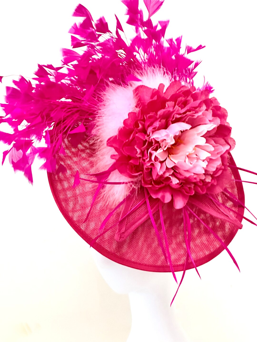 Hot Pink Kentucky Derby Fascinator Hat, Big Derby Hat, Wedding ...