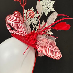 Christmas Headband, Snowflake Christmas Headband Red White Feather ...