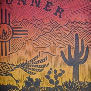 Road Runner ~ Linocut Block Relief Print - Etsy