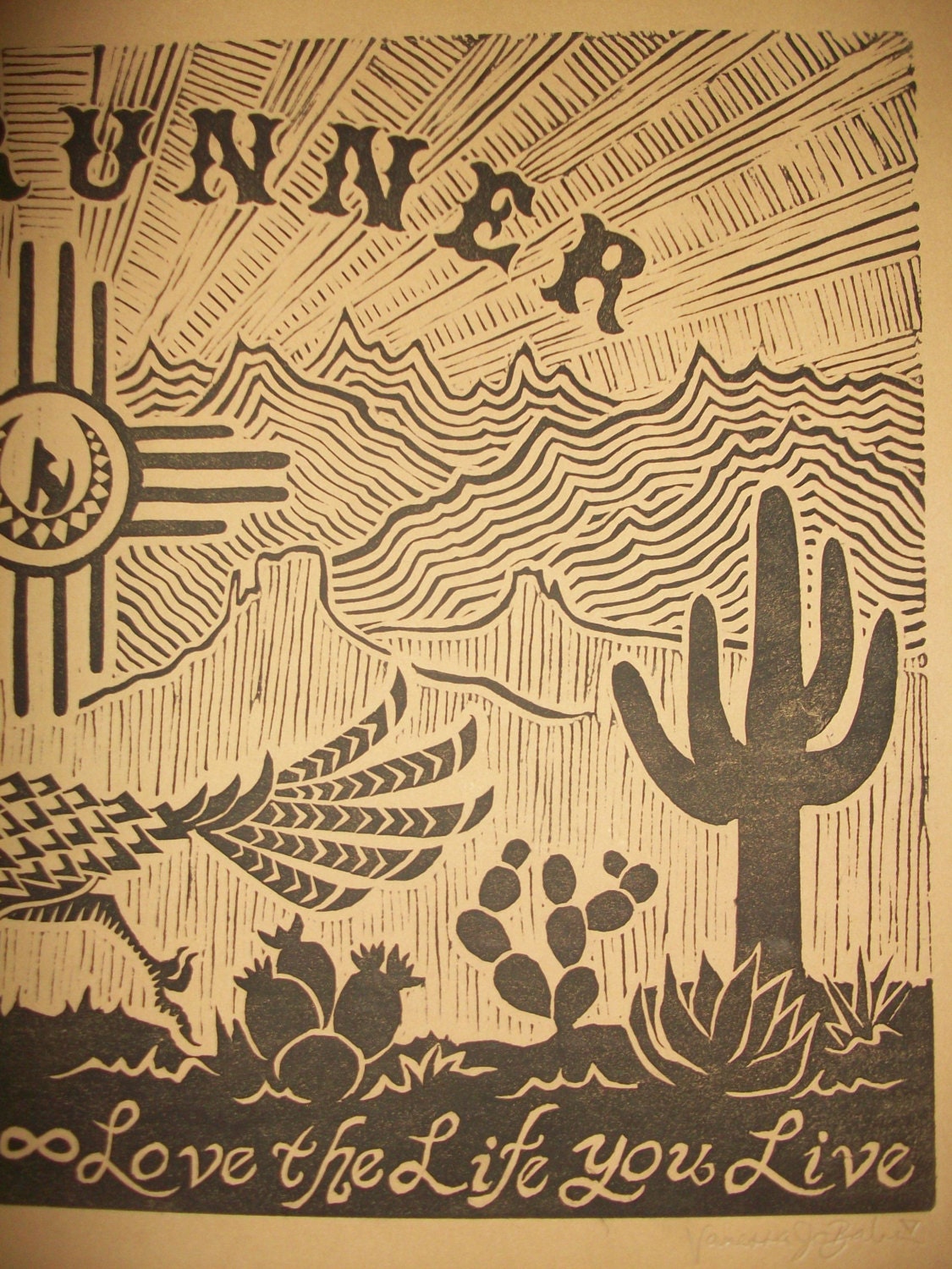 Road Runner ~ Linocut Block Relief Print - Etsy