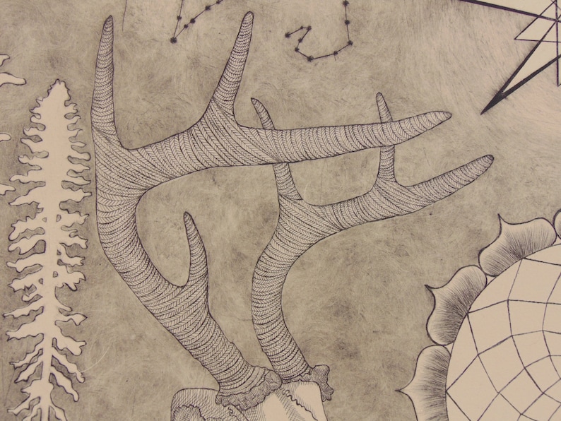 Deer Print Drypoint Carving intaglio - Etsy