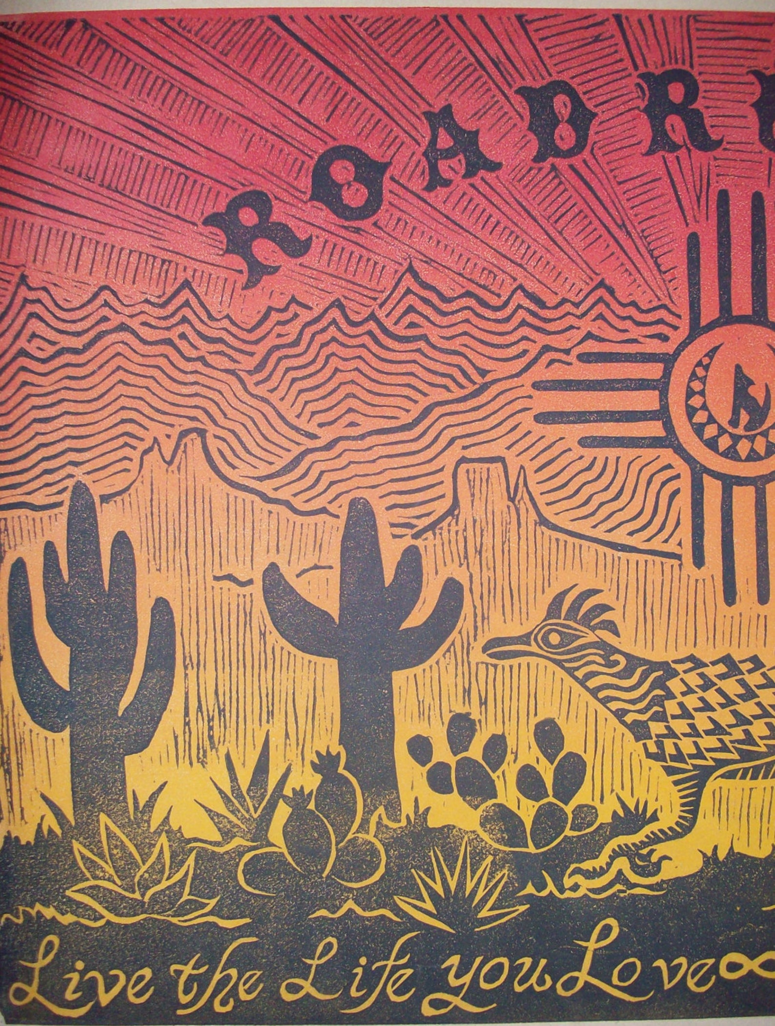 Road Runner ~ Linocut Block Relief Print - Etsy