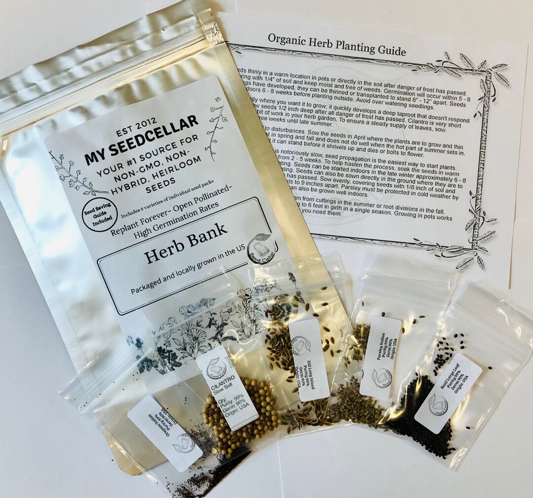 Organic Herb Seed Kit – Basil, Oregano, Cilantro, Dill, Parsley - Etsy
