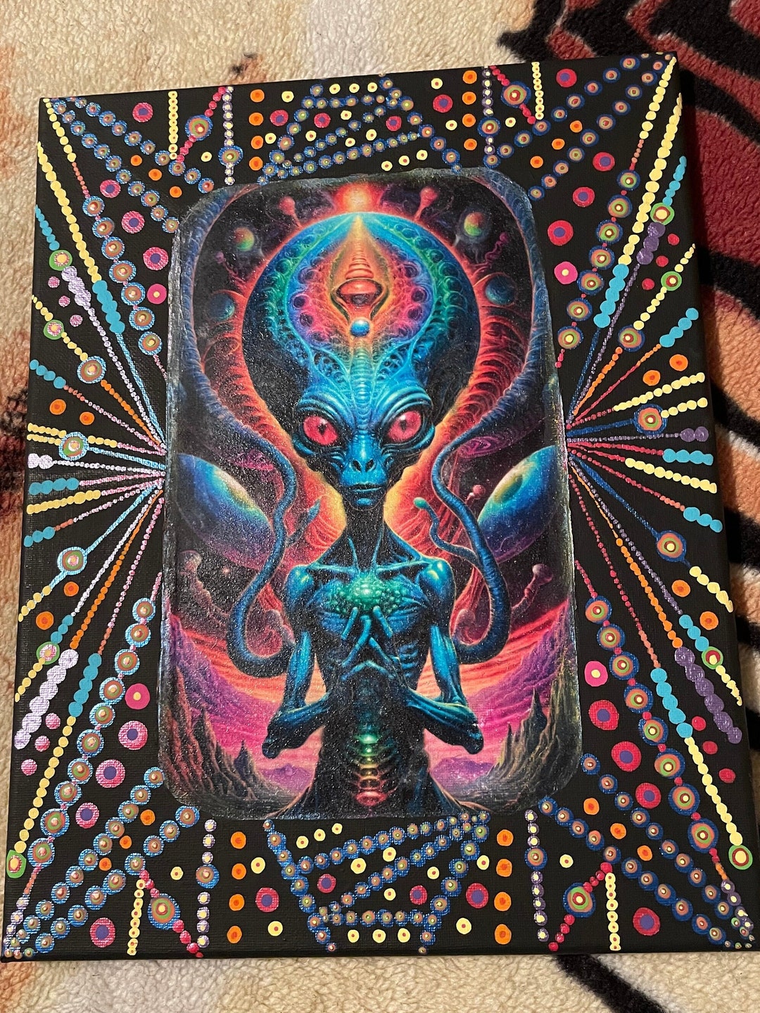 DMT Trippy Alien on Canvas. - Etsy