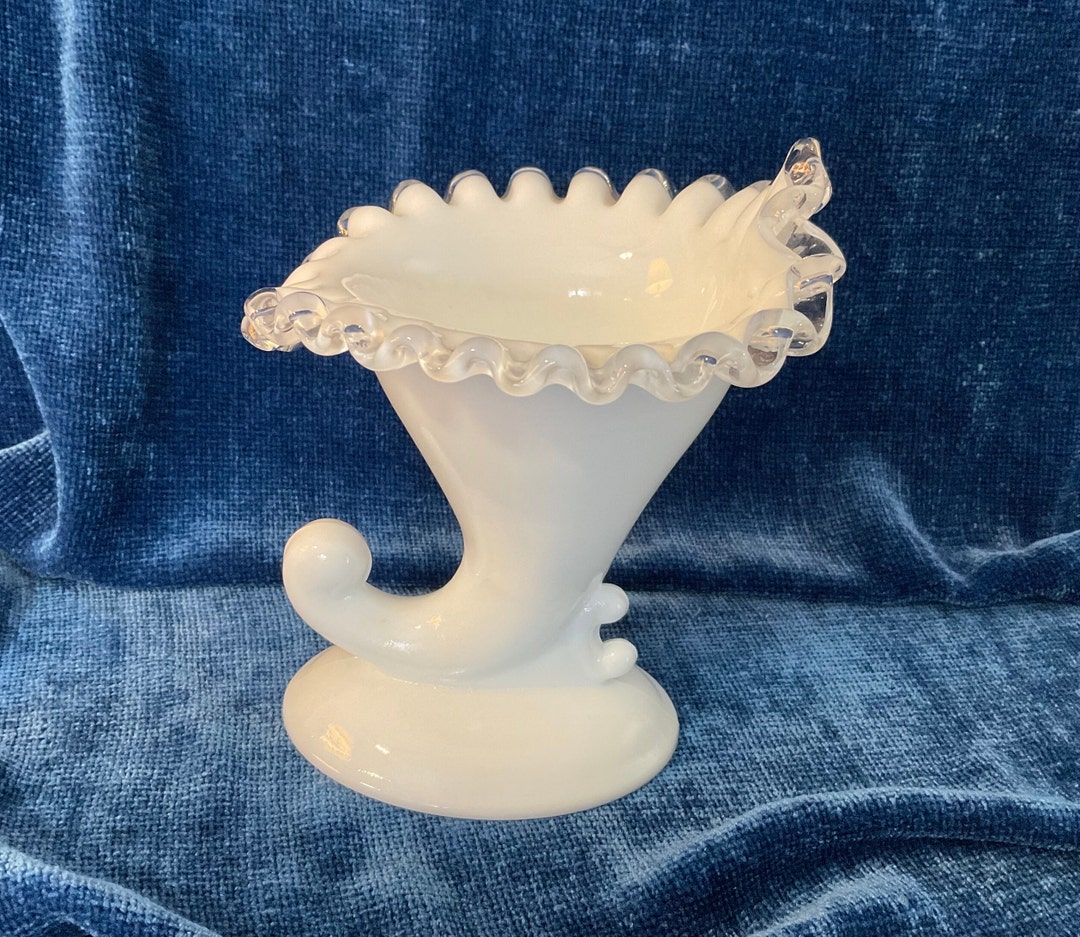 Milk Glass Cornucopia Silver Crest Fenton Cornucopia Vase Milk Glass ...