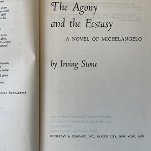 The Agony and the Ecstasy by Irving Stone 1961 - Etsy