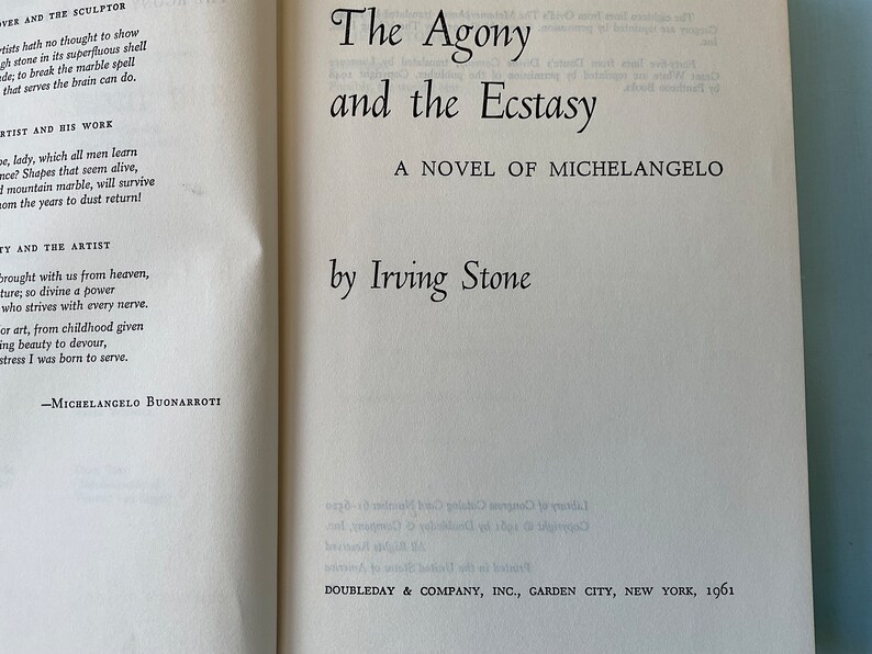 The Agony and the Ecstasy by Irving Stone 1961 - Etsy
