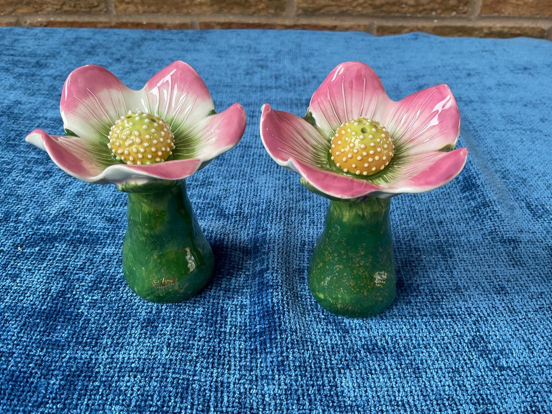 Pink Flower Salt and Pepper Shakers Azalea Shakers Blue Sky Shakers ...