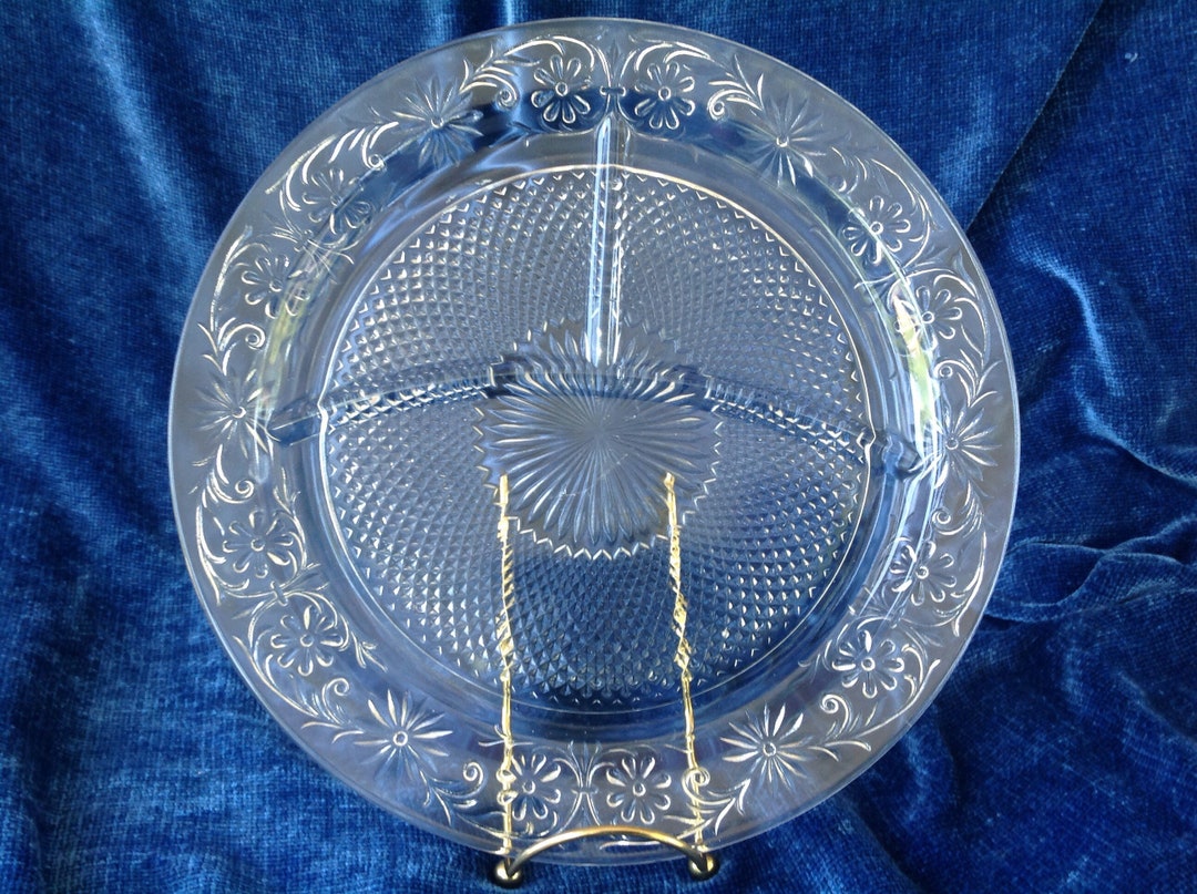Daisy Depression Glass Indiana Glass Daisy Pattern Grill Plate 10 3/8 ...