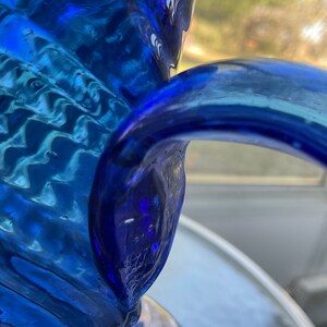 Cobalt Blue Jug Royal Blue Swirl Pitcher Hand Blown Blue Jug - Etsy