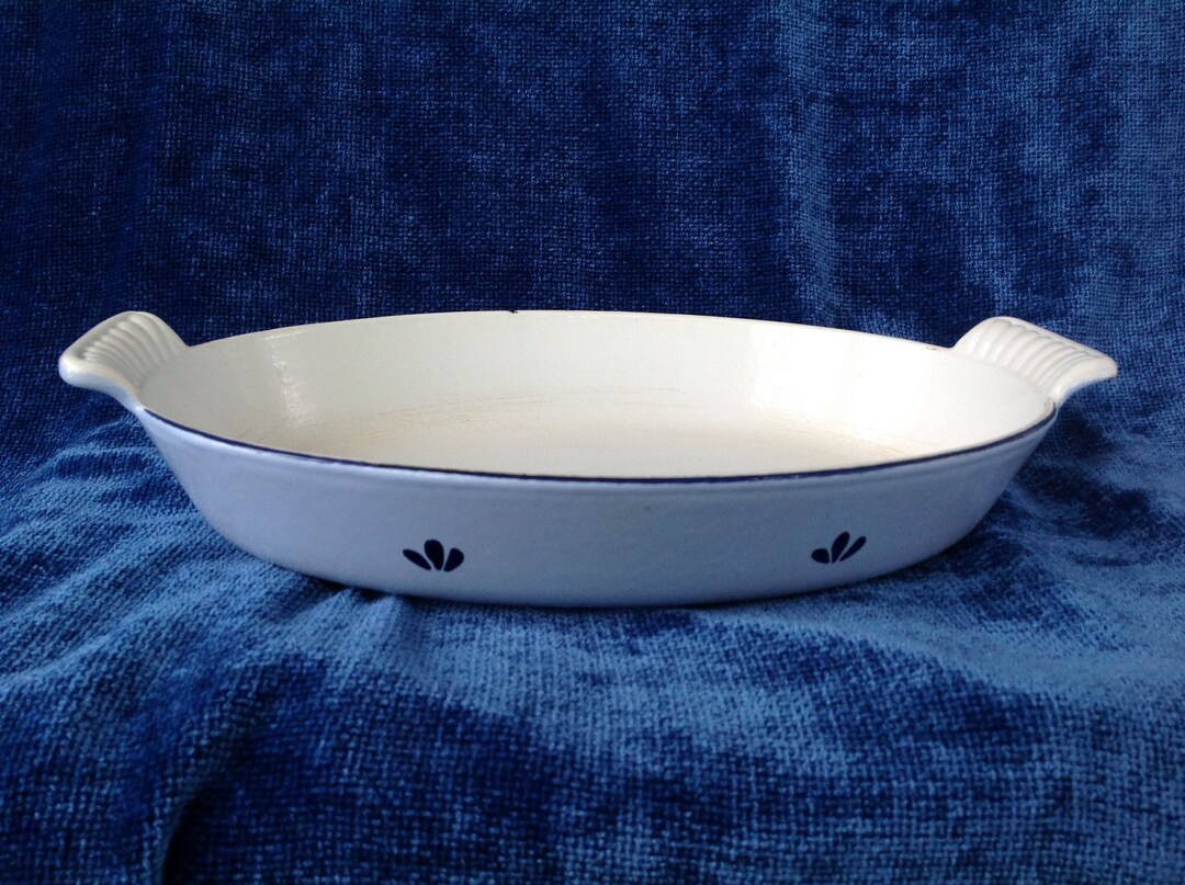 DRU Blue Tulip Enamel Cast Iron Baking Dish Made in Holland 9 Au Gratin ...