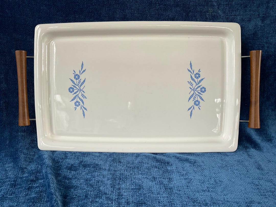 Corning Ware Serving Tray With Caddy Cornflower Corning Ware Broil Bake ...