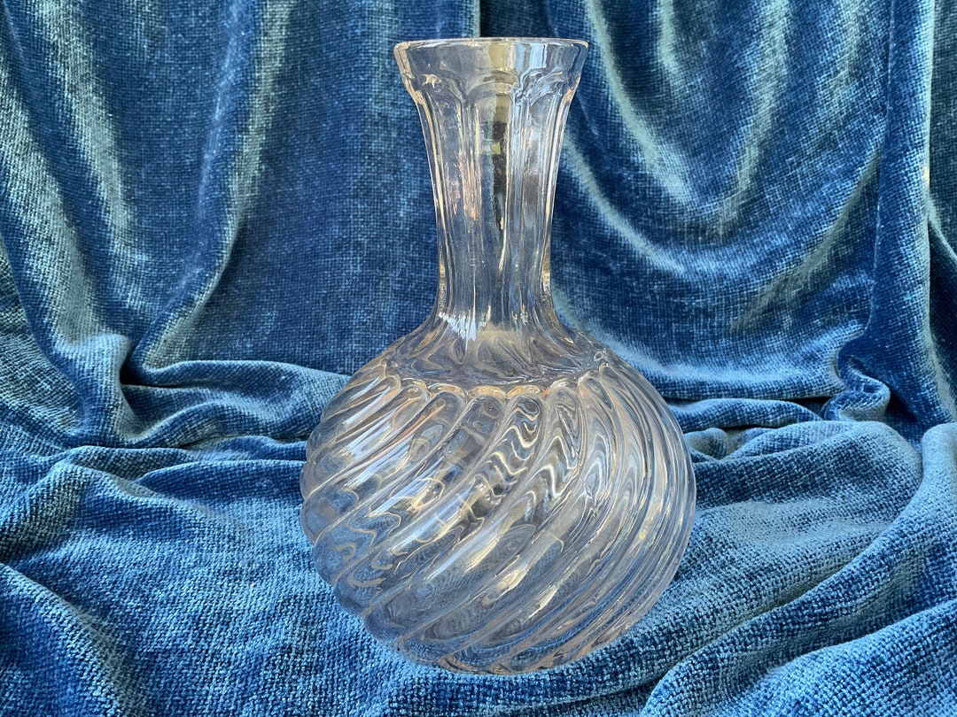 Glass Water Carafe Pressed Glass Decanter Swirl Design Water Jug - Etsy