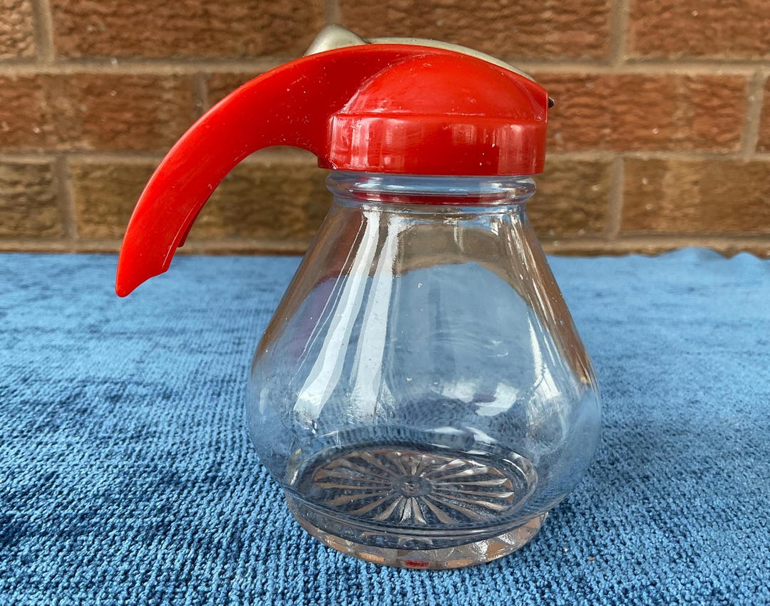 Red Lid Syrup Dispenser Glass Syrup Container Syrup Bottle 4 - Etsy