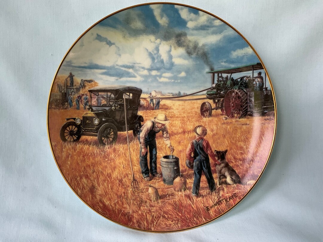 Country Plate Bountiful Harvest Farm Plate Country Scene by Emmett Kaye ...