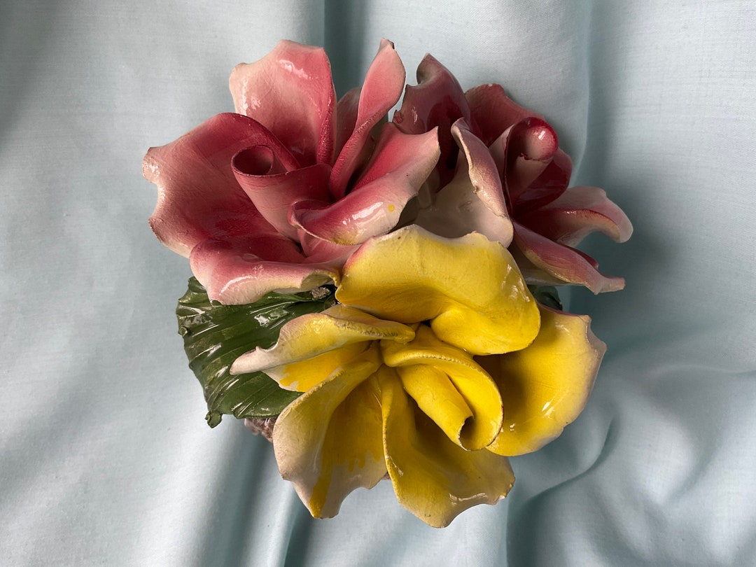 Capodimonte Roses in Urn Figurine Made in Italy Capodimonte Porcelain ...