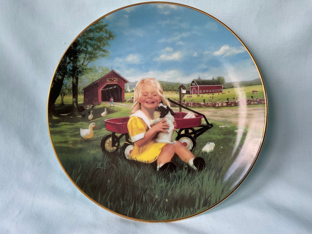 Country Plate Country Kisses Plate Farm Plate Country Scene by Donald ...