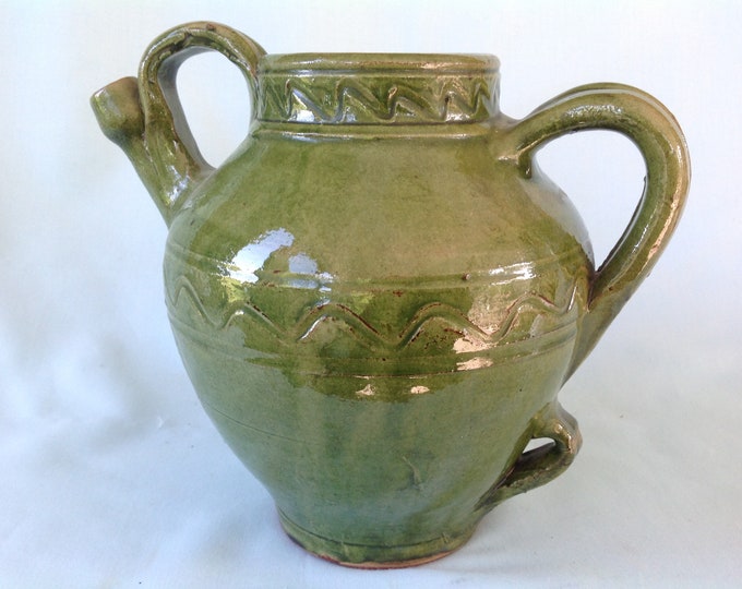Green Pottery Water Jug Green Pottery Pitcher - Etsy