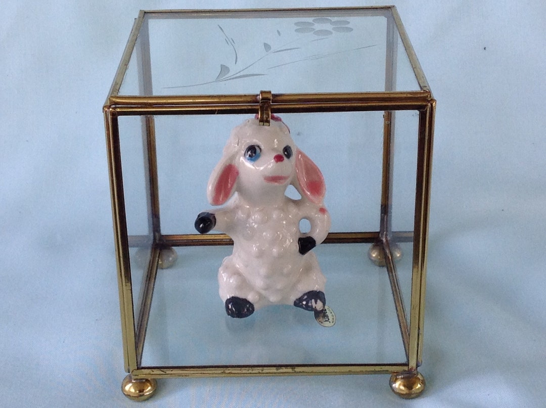 Brass and Glass Square Curio Box Knick Knack Box Etched Flower Box - Etsy
