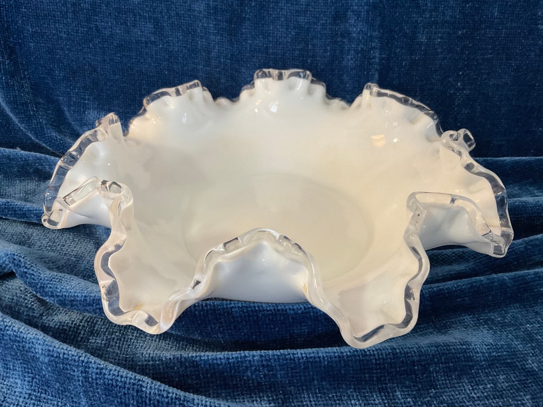 Silver Crest Bowl Fenton 9 3/4 Milk Glass Bowl - Etsy