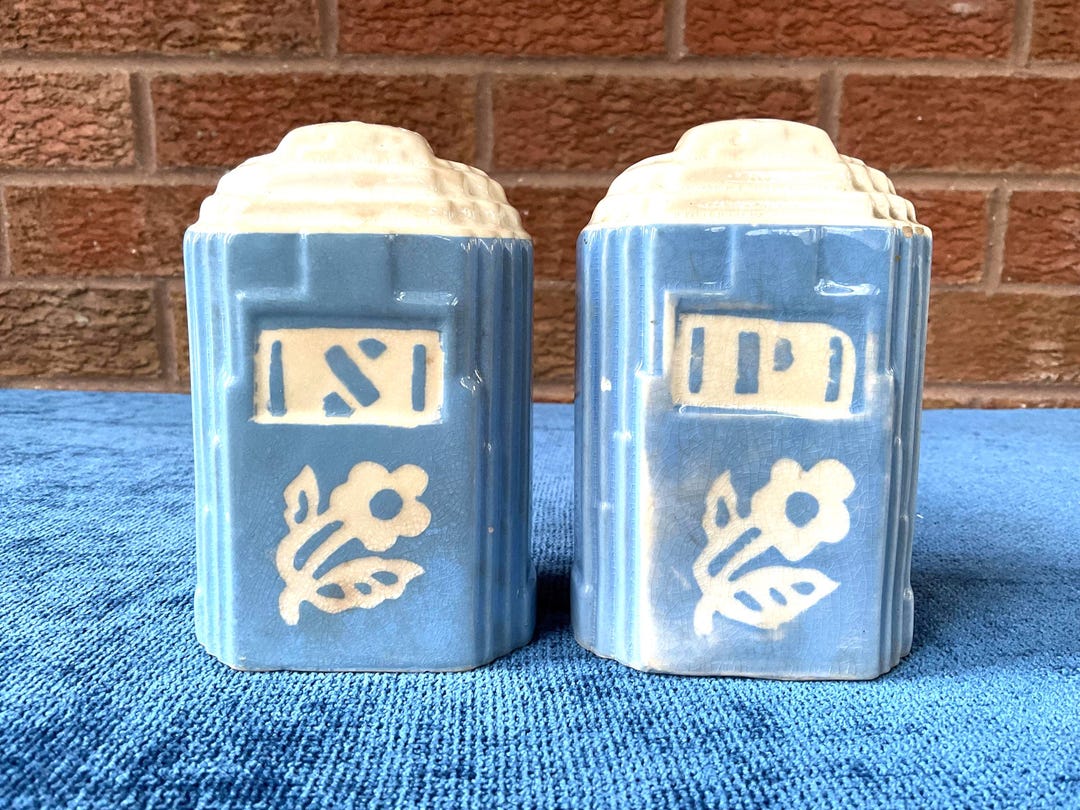 Harker Blue Pottery Salt and Pepper Shakers Harker Rose Shakers Harker ...