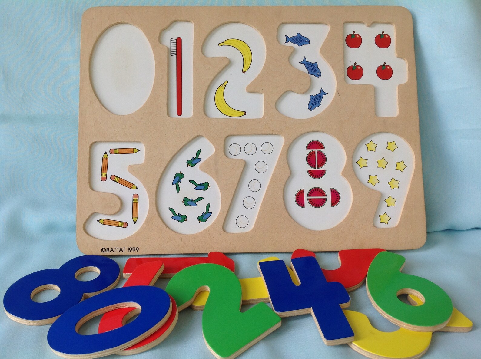 Number Puzzle 1999 Battat Wooden Puzzle With Numbers 0 To 9 Etsy