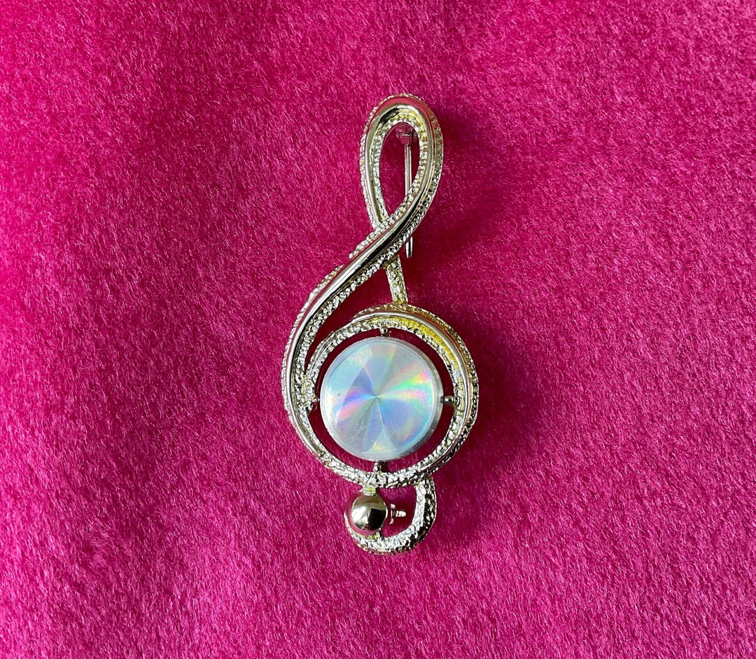 Treble Clef Brooch Rainbow Jewel Corp. Jewelarama Hologram Treble Clef ...