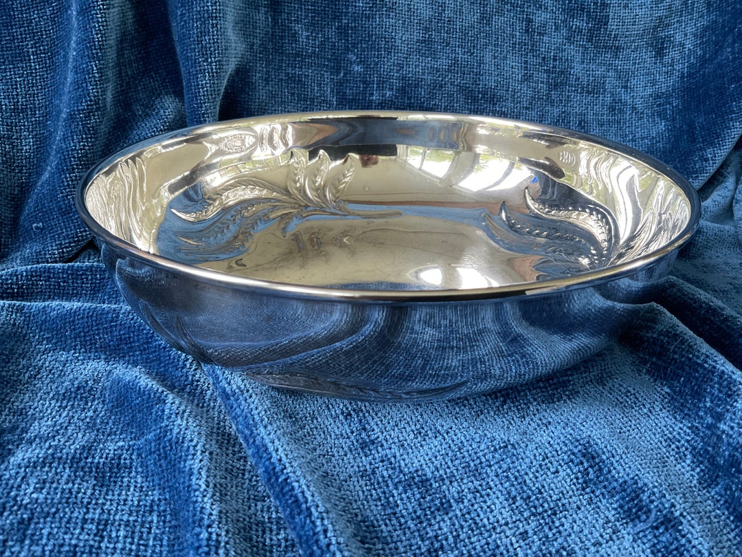 Silver Plate Bowl Kirk Stieff 9” Silver Bowl Leaf Design Made in Italy ...