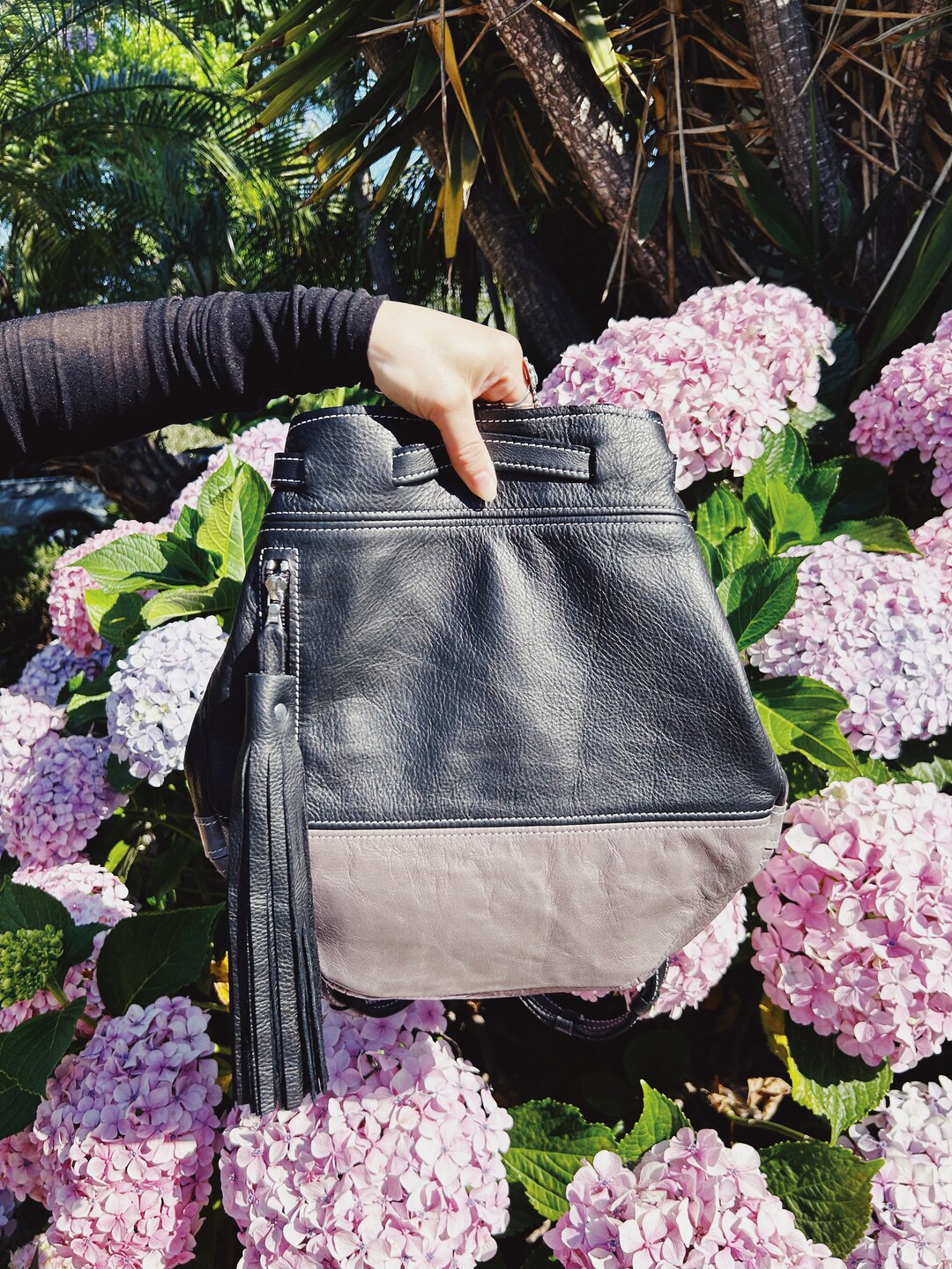 Lucy Backpack - Black With Grey - Etsy