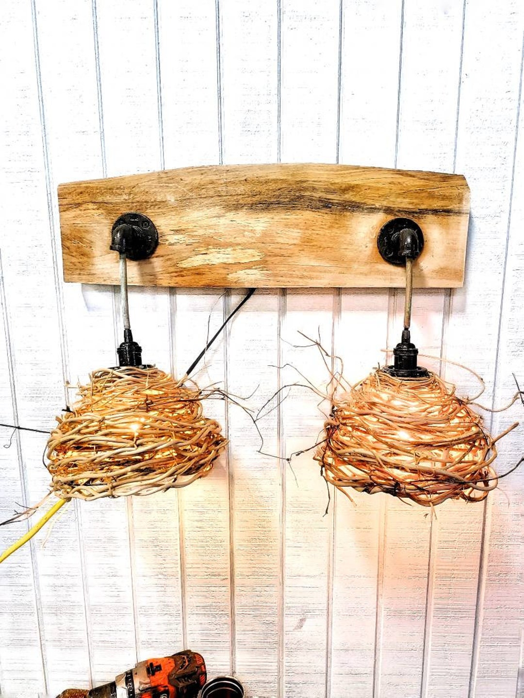 Twig Vanity Light Fixture | Driftwood Vanity Light Fixture | Wall Light ...
