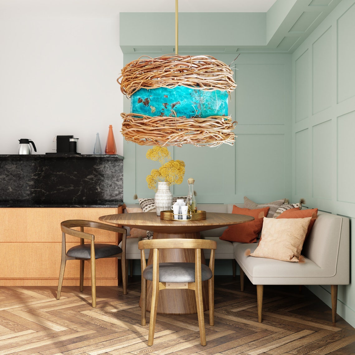 Twig Pendant Light Copper Pendant Light Woven Light Coastal Pendant ...