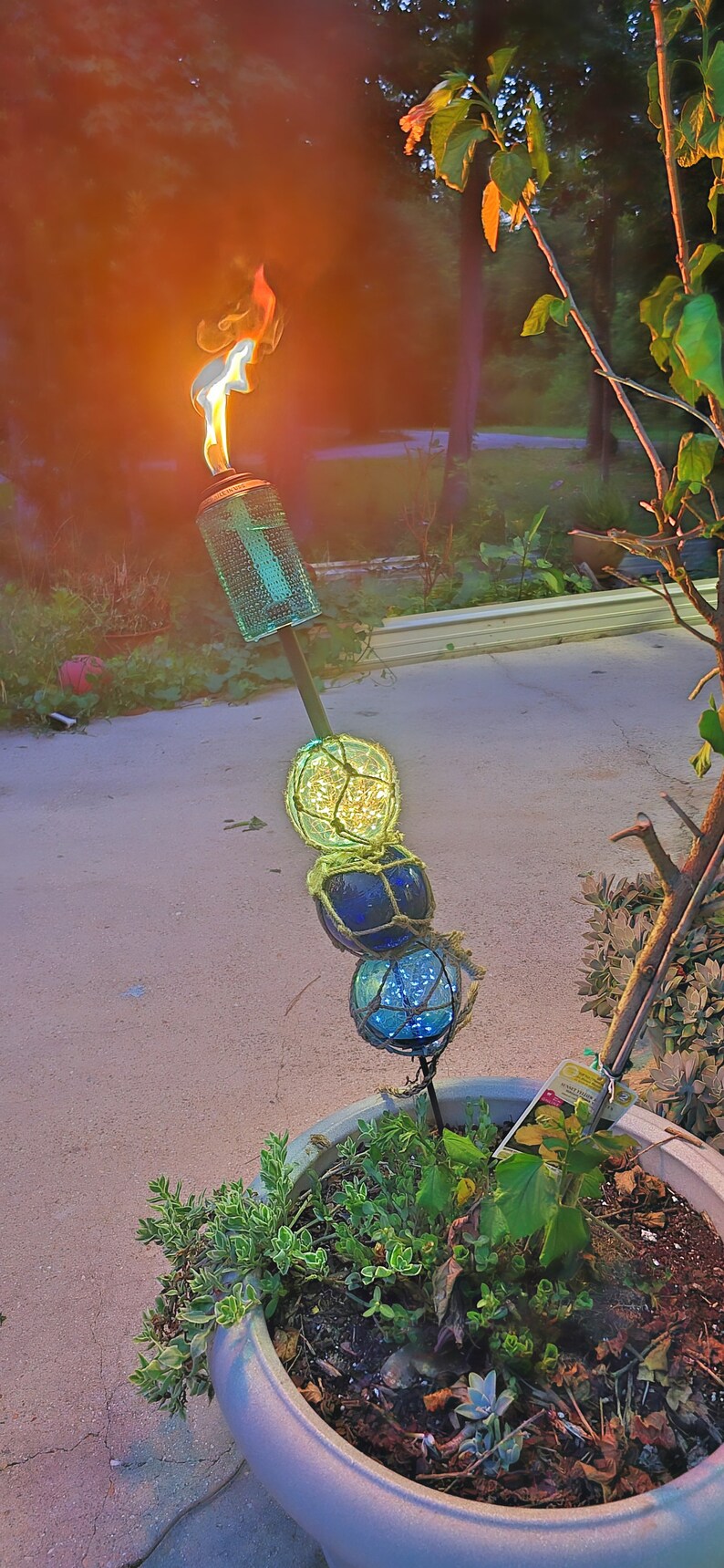 Garden Art Tiki Torch, Solar Japanese Fishing Float Lights, Outdoor ...