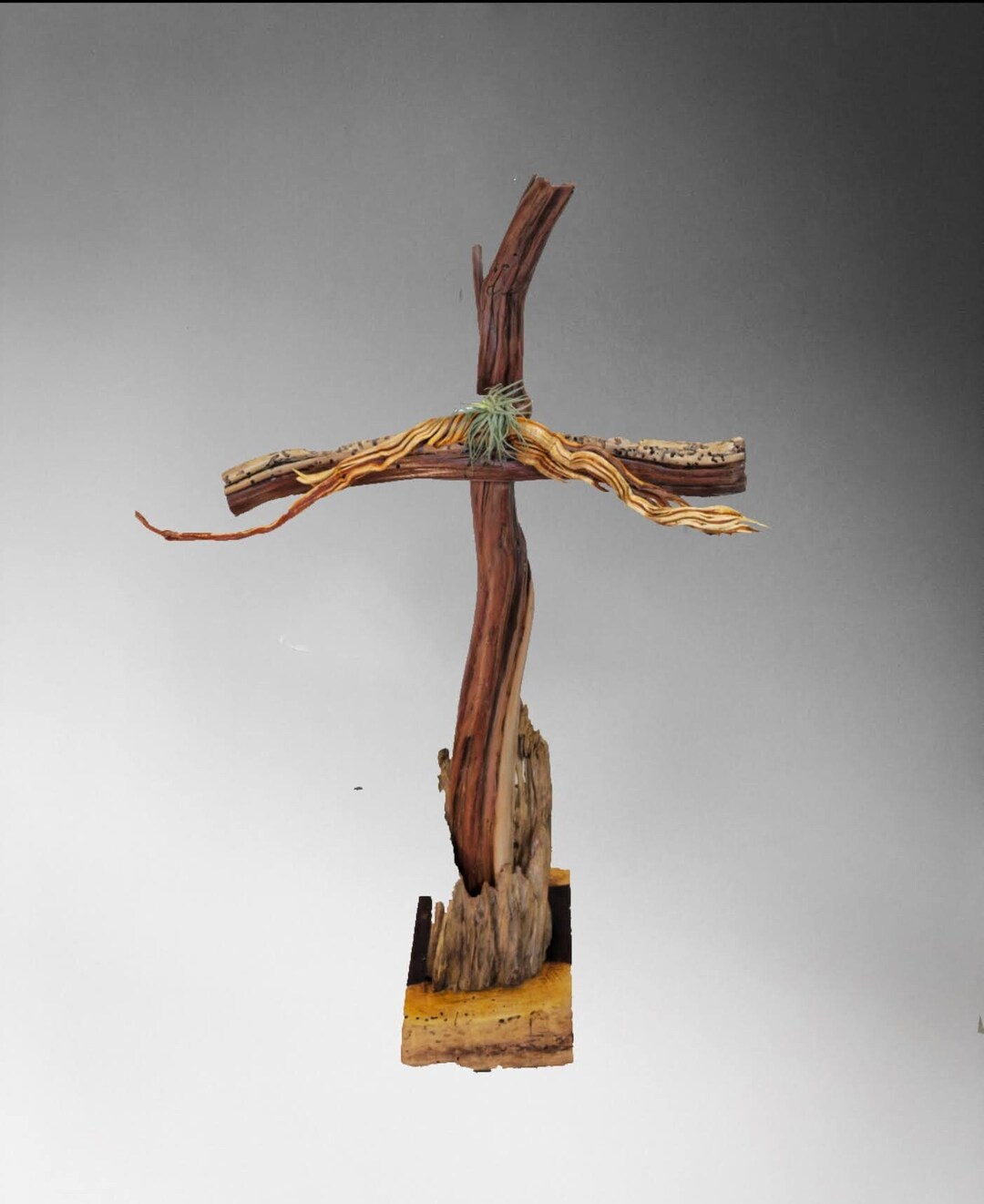 Religious Rustic Cedar Driftwood Cross, Large Wood Floor Cross With Air ...