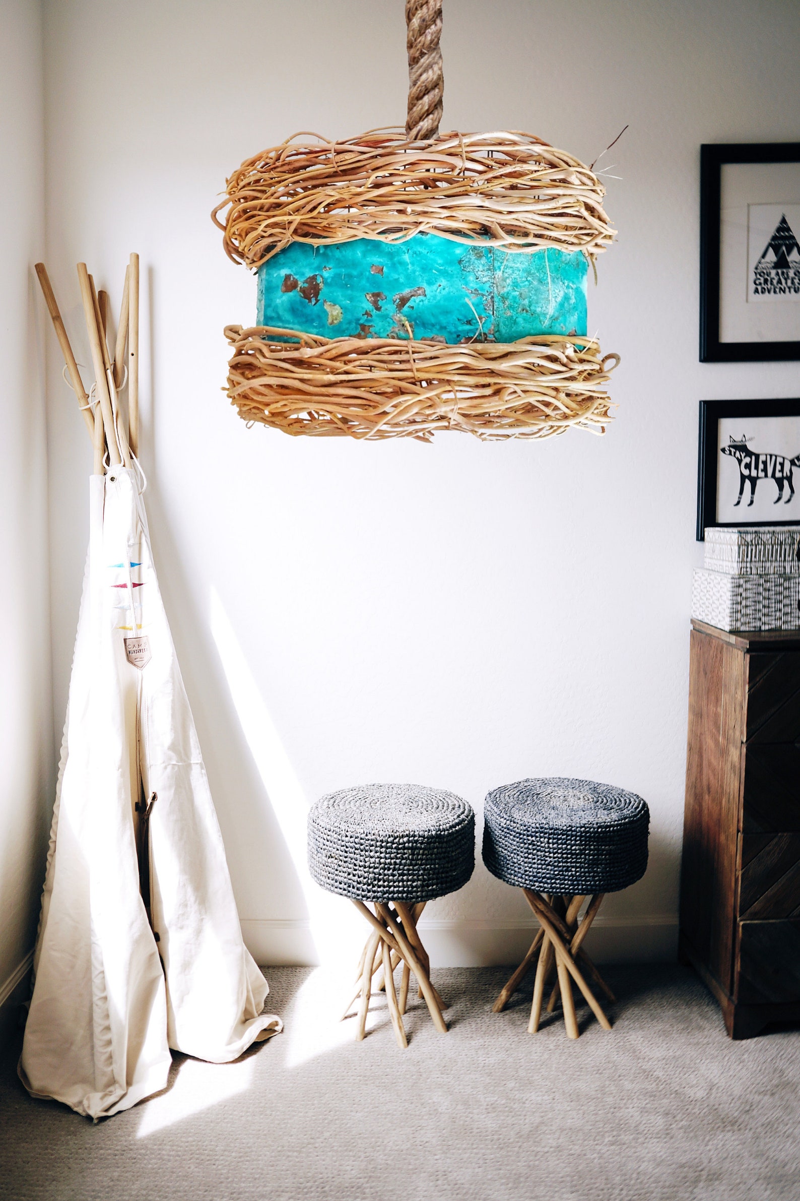 Twig Pendant Light Copper Pendant Light Woven Light Coastal Pendant ...