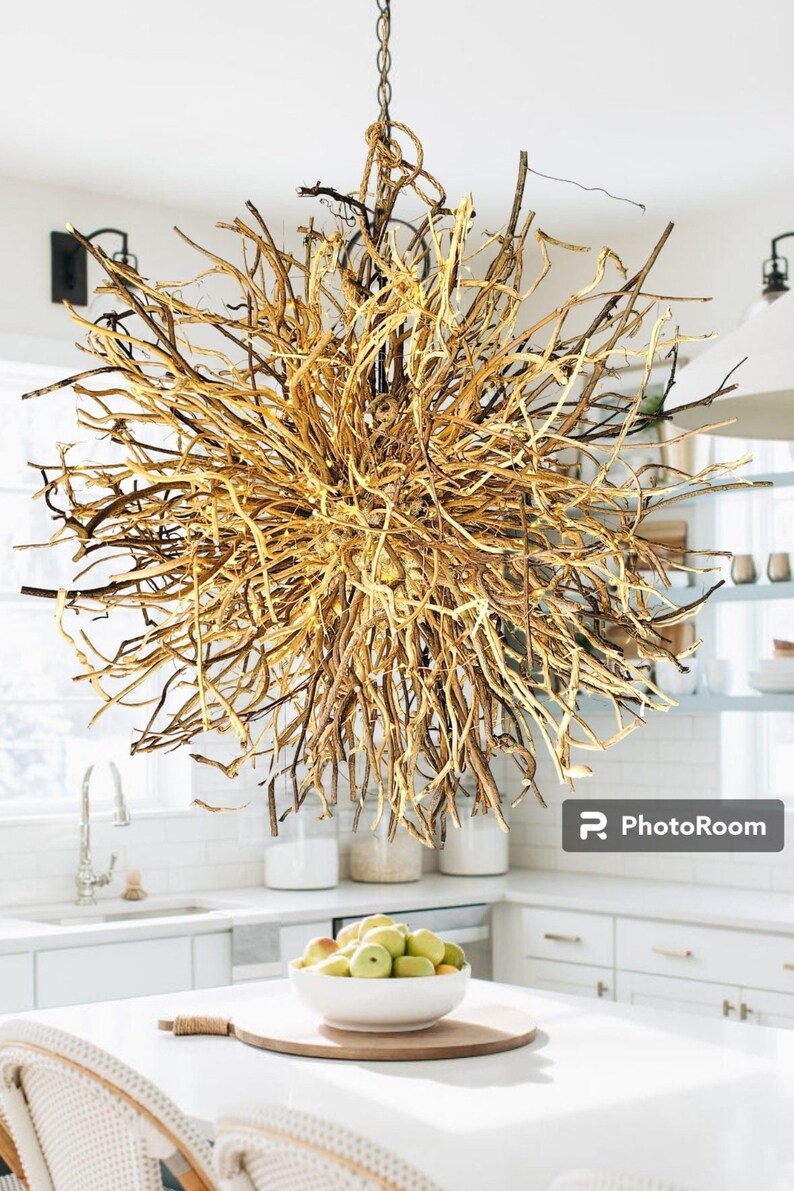 Rustic Twig Orb Chandelier, Branch Chandelier, 20", 6 Lights, Twig ...
