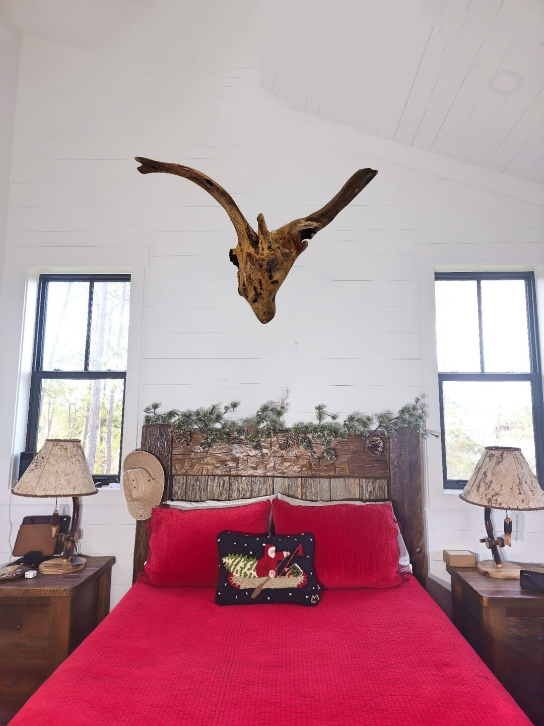 Driftwood Deer Head Wall Decor, Rustic Deer Head, Unique Wood Table ...