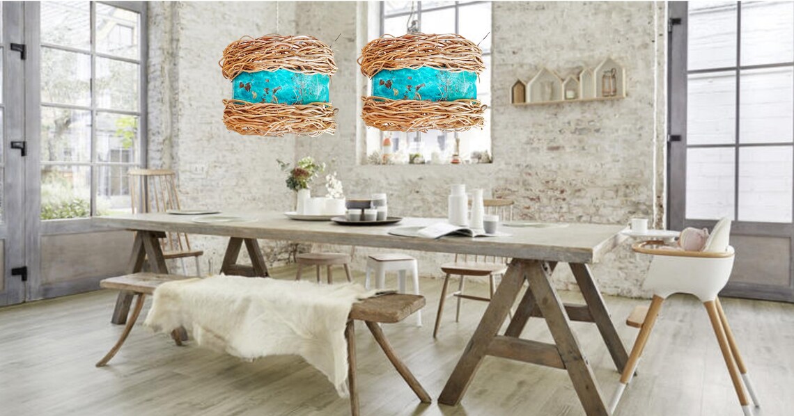 Twig Pendant Light Copper Pendant Light Woven Light Coastal Pendant ...