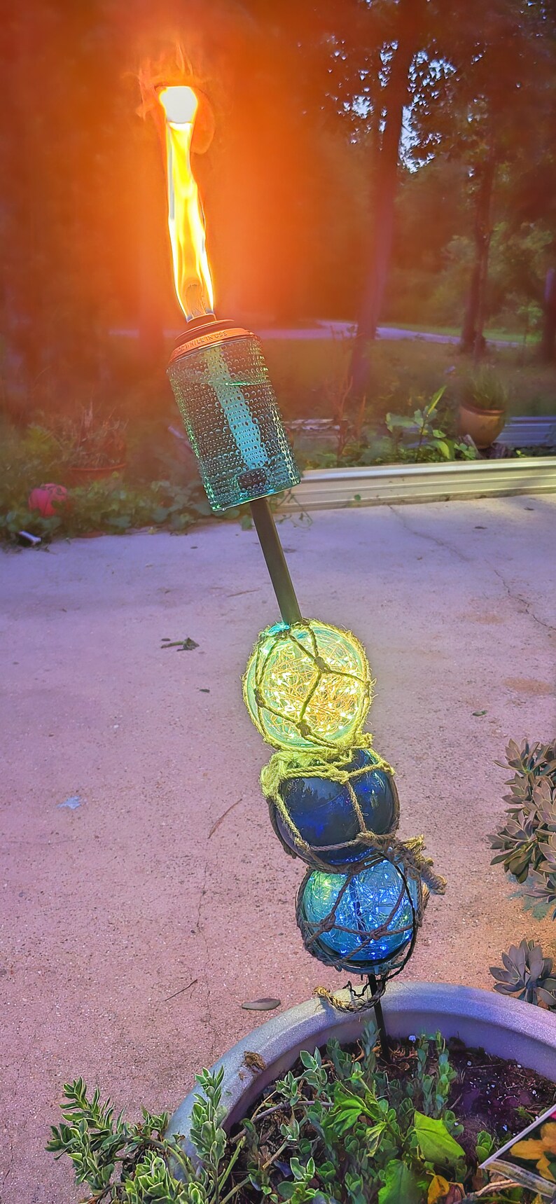 Garden Art Tiki Torch, Solar Japanese Fishing Float Lights, Outdoor ...