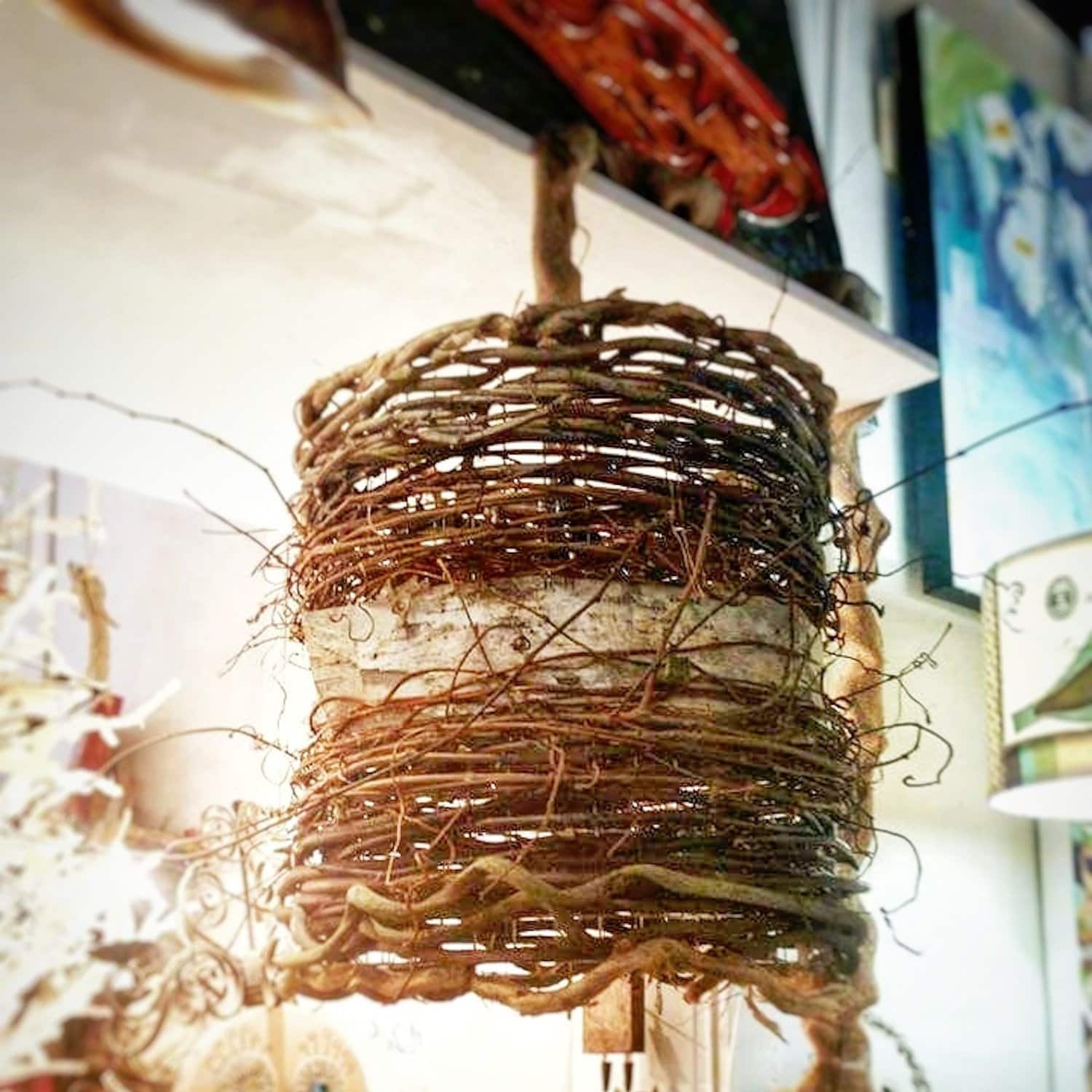 Rustic Birch Bark Pendant Light | Twig Lighting | Cabin Lighting ...